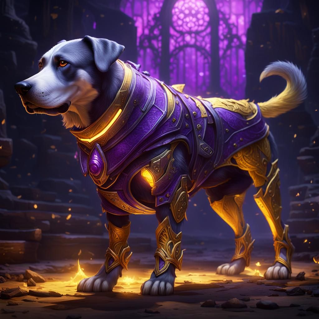 A dog leader of other dogs, which has a powerful aura surrounds him ...