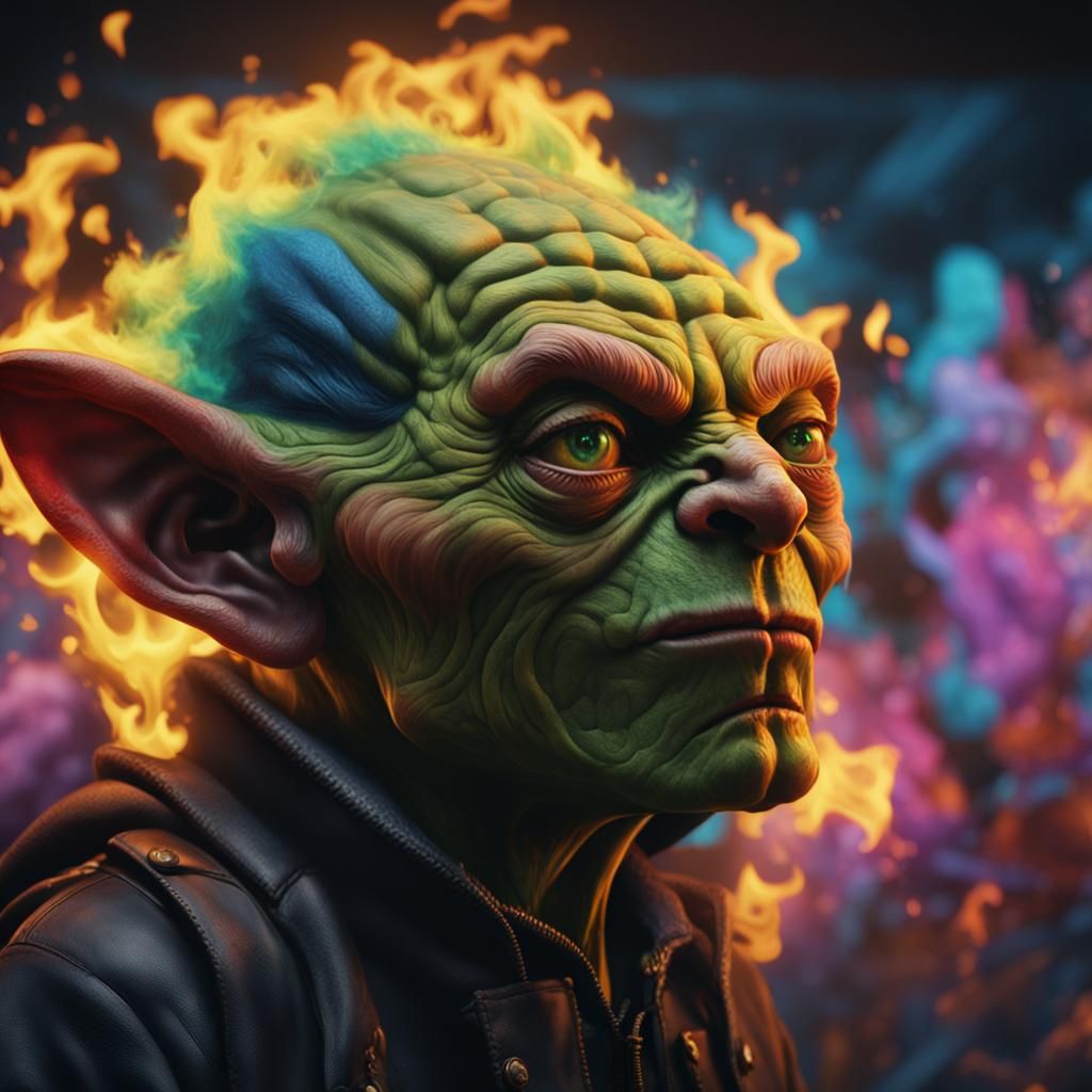 goblin, kaleidoscopic, Cyberghetto, chalk art, massive scale, Texturing ...