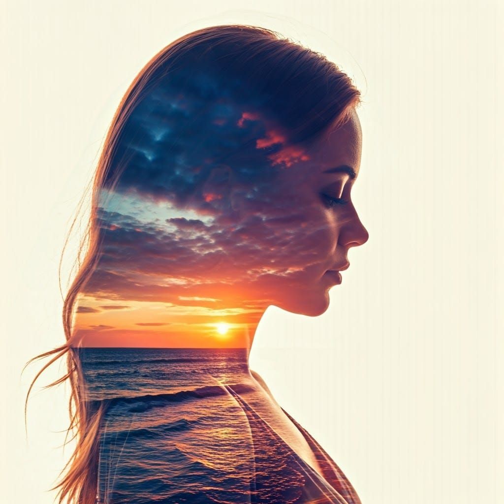 Hyperrealistic Double Exposure Art of a Woman in a... - AI Art