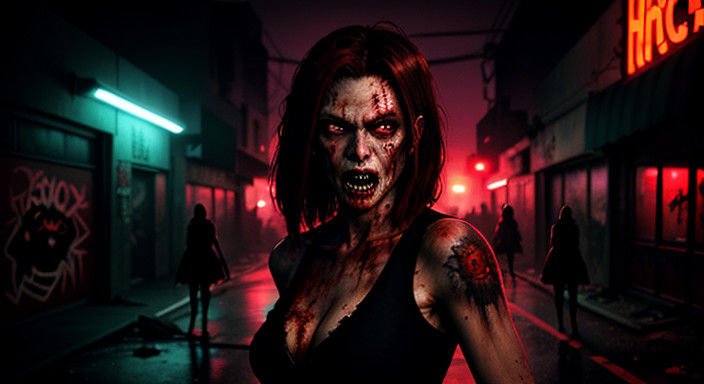 Cyberpunk Vampire Siren Performs in Post-Apocalypt... - AI Art