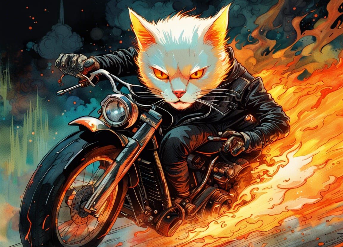 Ghost Riders Cat - AI Generated Artwork - NightCafe Creator