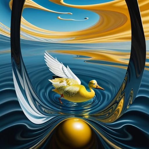 yellow duck Anamorfosis - Surrealist Masterpiece of a Yello...