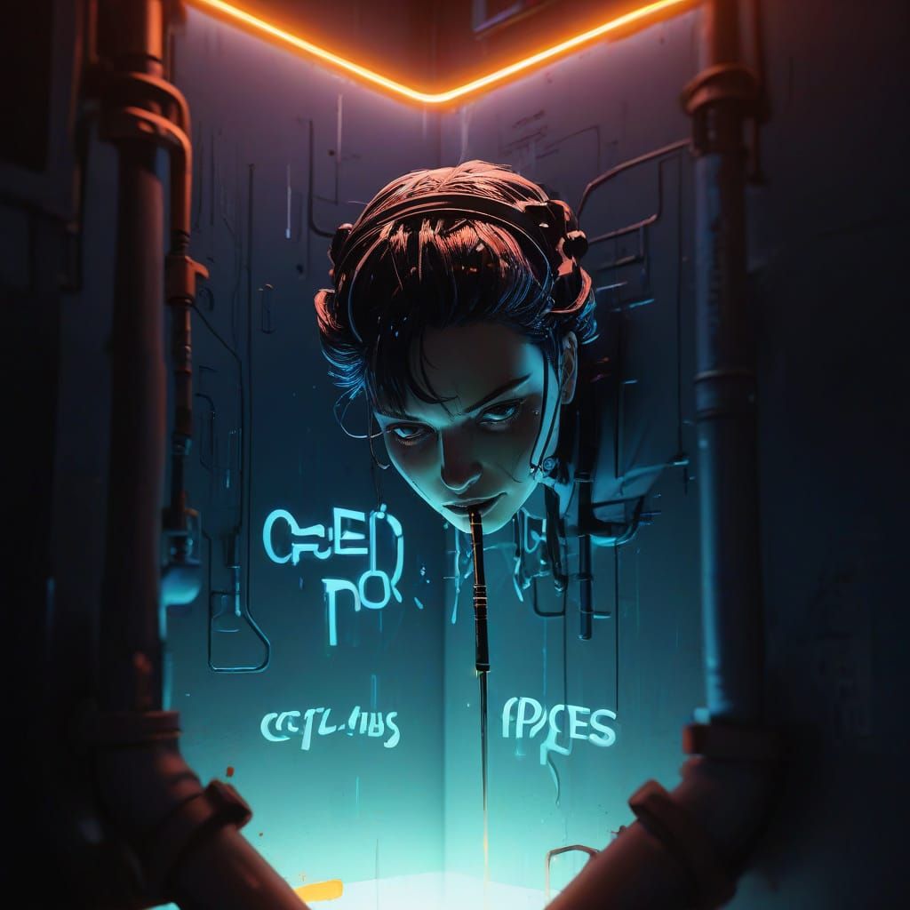 Futuristic Plumber's Dystopian Despair in Cyberpun... - AI Art