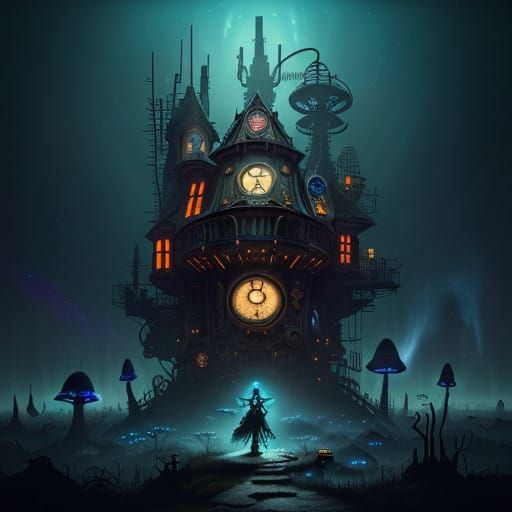 Surreal Vampire Masterpiece in Steampunk Galaxy - AI Art