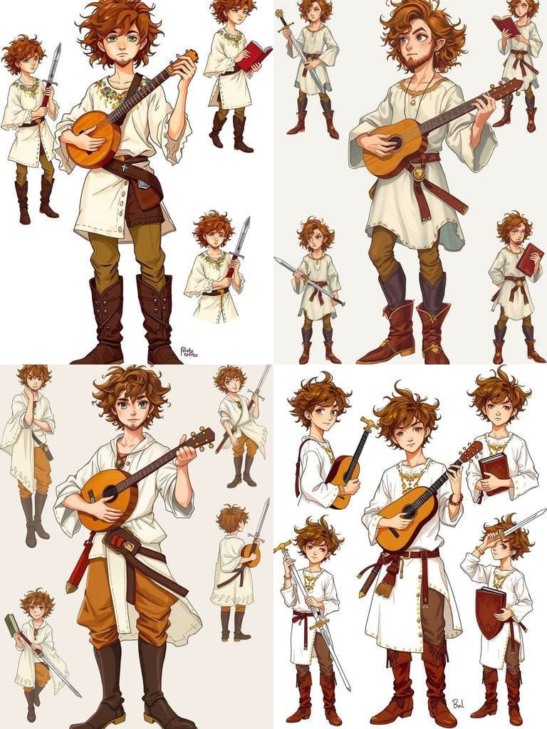 character study. Young bard - Fantasy Bard in Whimsical Illu...