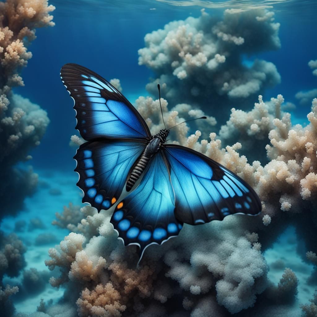 The rare Oceanic Blue Morpho. - AI Generated Artwork - NightCafe Creator