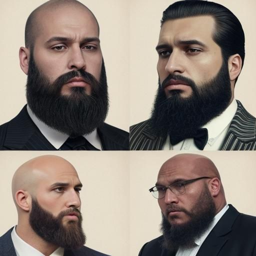 Three well dressed men. man number 1 bald with a beard resemble a snake ...