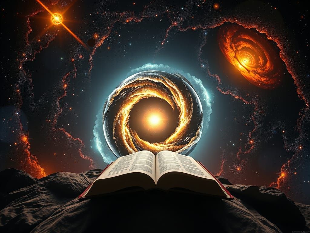 Hyper Realistic Bible Portrait in Cosmic Landscape - AI Art