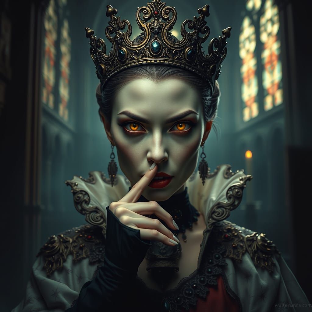 Surreal Vampire Queen Reigns Supreme in Haunted Ca... - AI Art