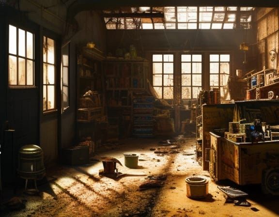 Post apocalyptic shop - AI Generated Artwork - NightCafe Creator