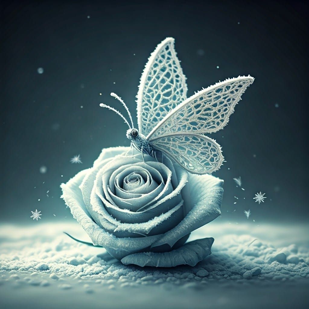 A frozen butterfly - Frozen Butterfly in Hyperrealistic Wint...