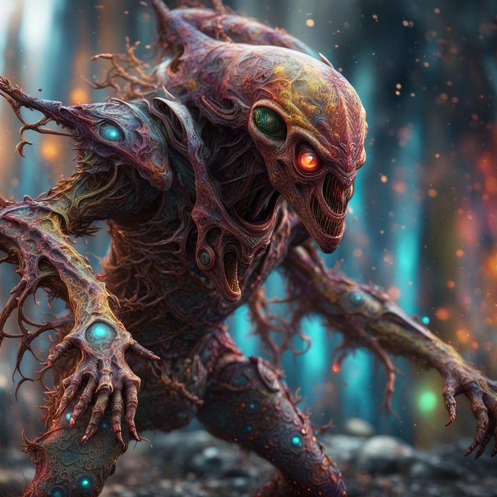 raging interdimensional empire alien creature in full dimensional armor ...