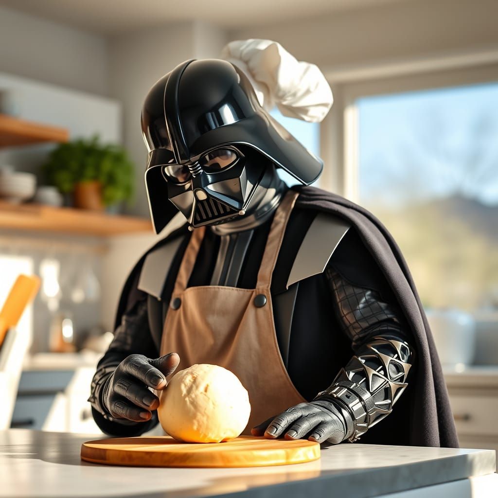 Darth Vader look at a cheese ball that dose not look like a cheese ball