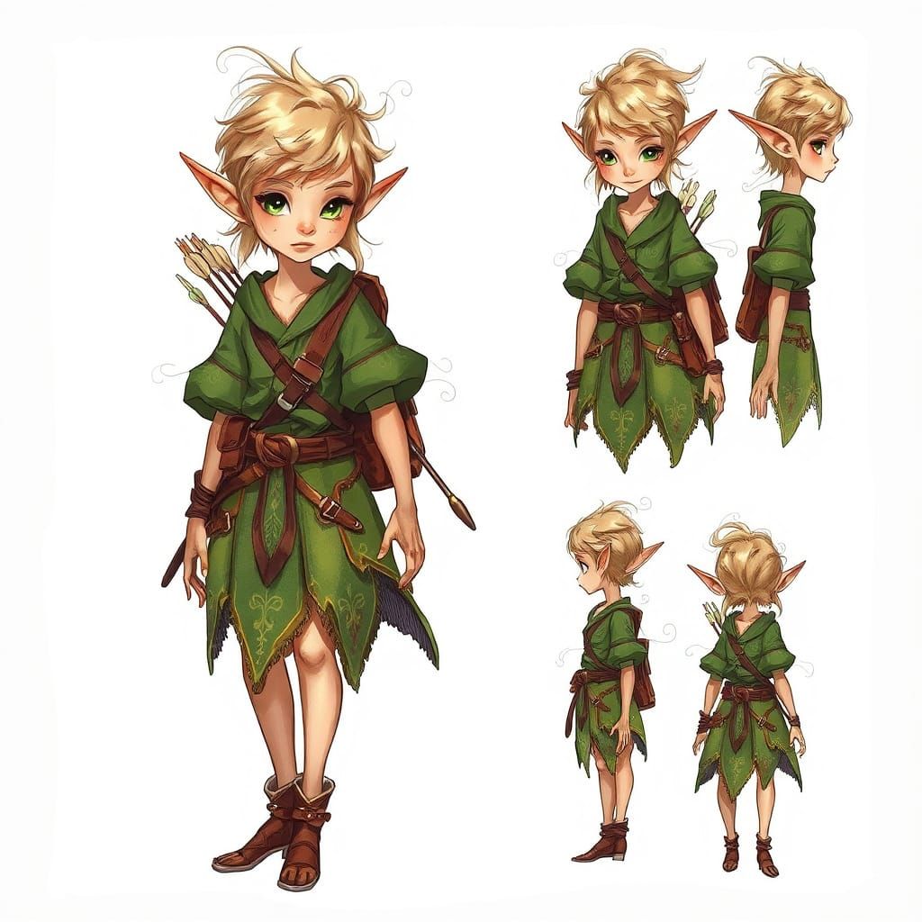 Whimsical Fantasy Elf Sprite in Intricate, Hand-Dr... - AI Art