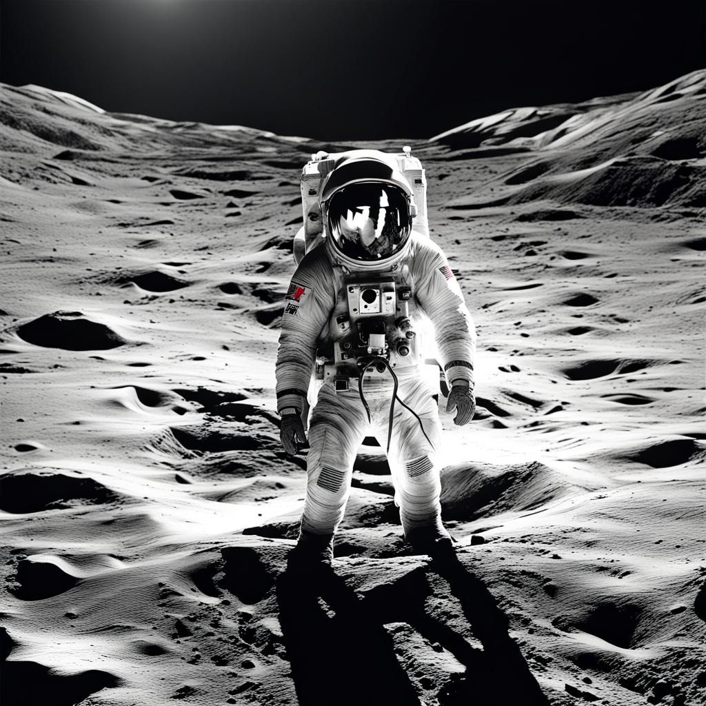 Line art drawing of an astronaut on the moon, 64k resolution, a ...