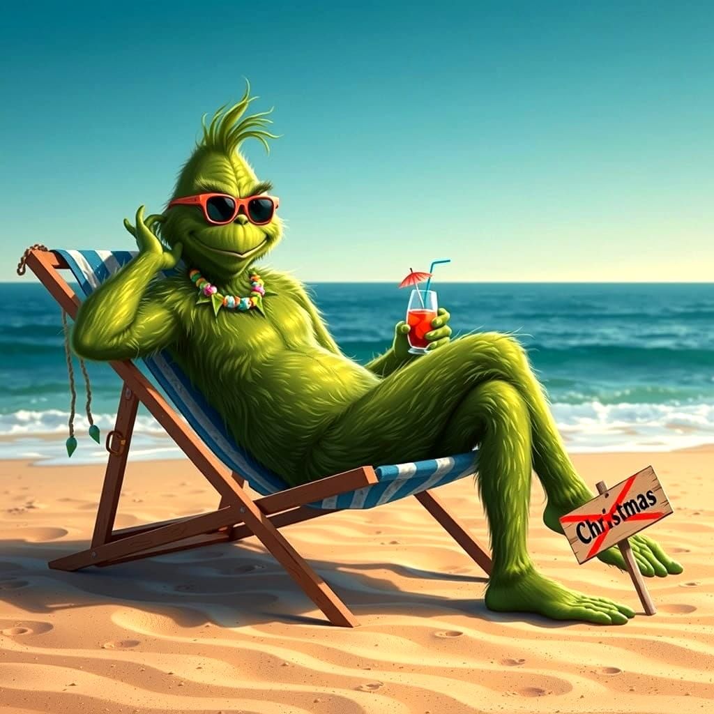THE beach holiday - Grinch Soaks Up Holiday Vibes by the Be...