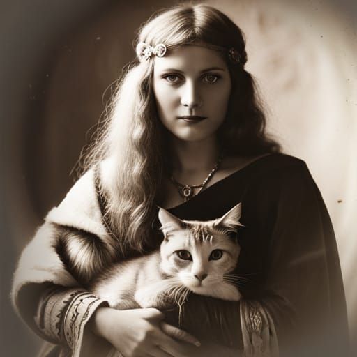 Shield Maiden and her Cat - AI Generated Artwork - NightCafe Creator