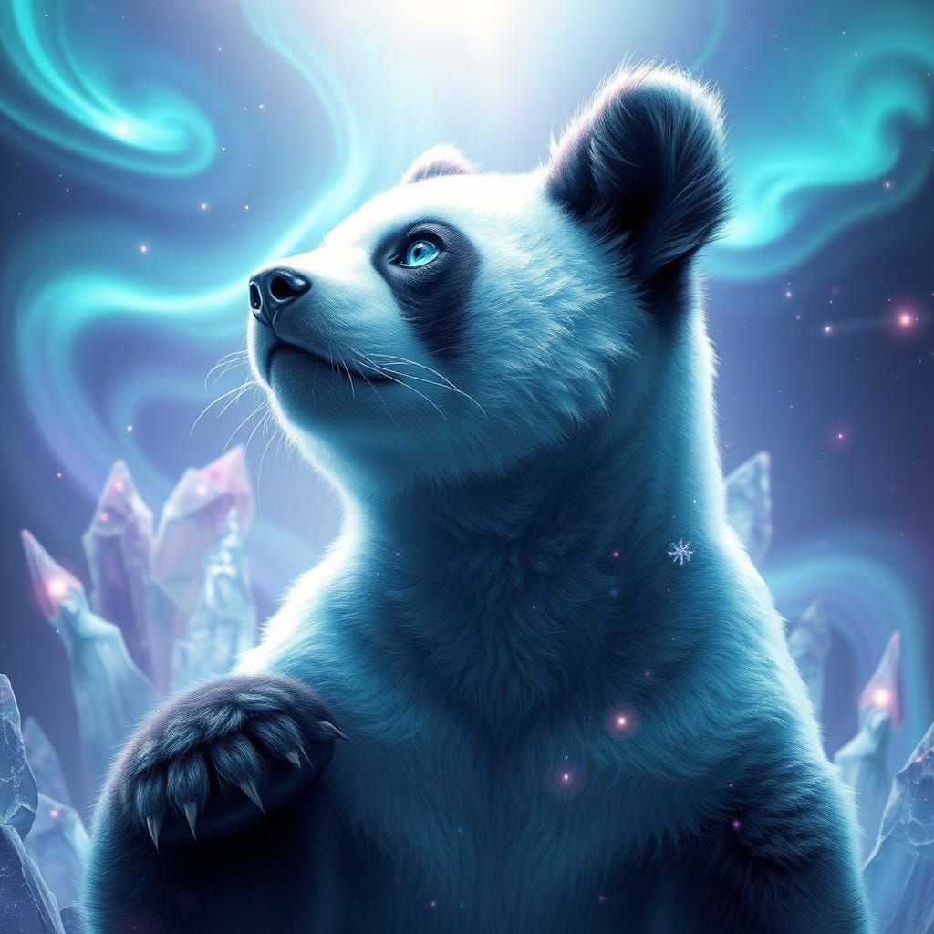 for @Zze - Ethereal Galaxy Panda Gazing Celestial Bodies