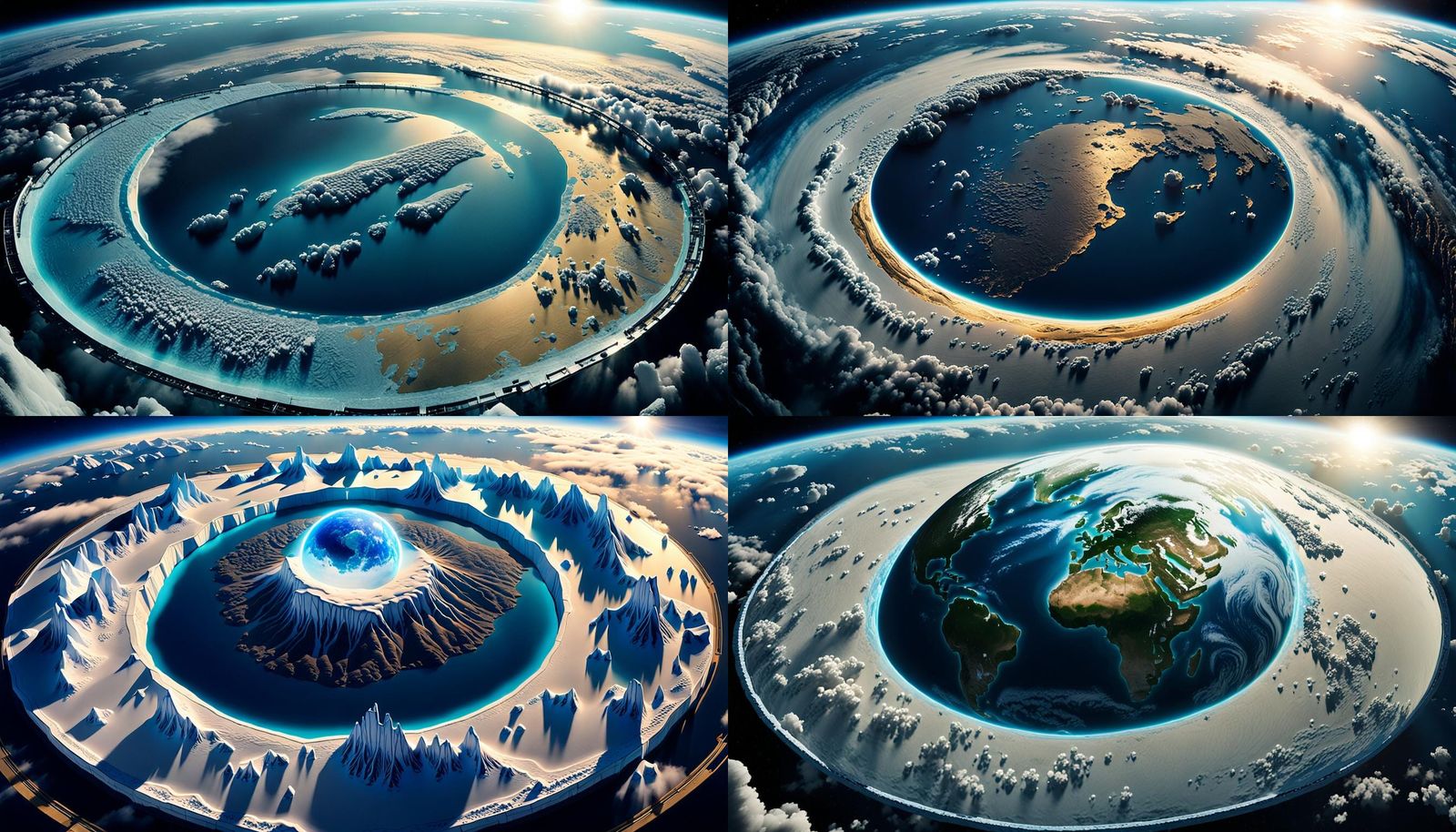 Ethereal Flat Earth Panorama with Vibrant Atmosphe... - AI Art