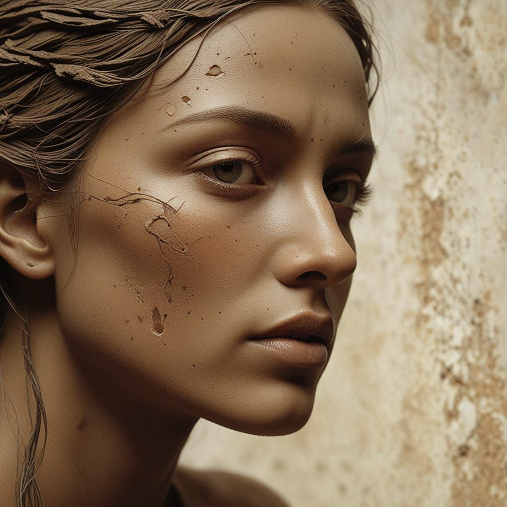 woman in clay - Serene Alabaster Woman Sculpted from Earthy ...