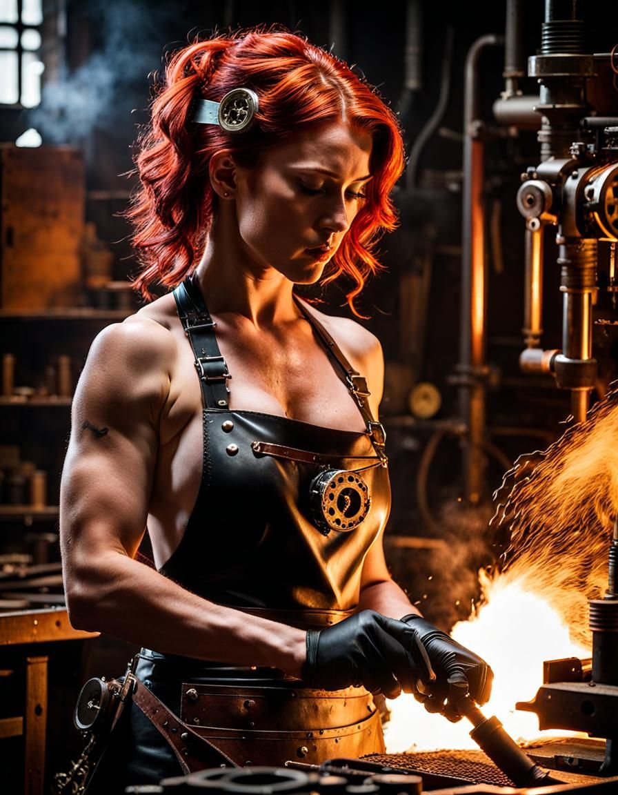 A portrait of Steampunk female weaponsmith - AI Generated Artwork - NightCafe Creator