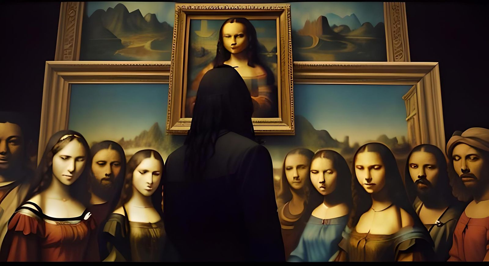 Mona Lisa choir singing Mona Lisa (NEW COLLECTION) - AI Generated Artwork - NightCafe Creator