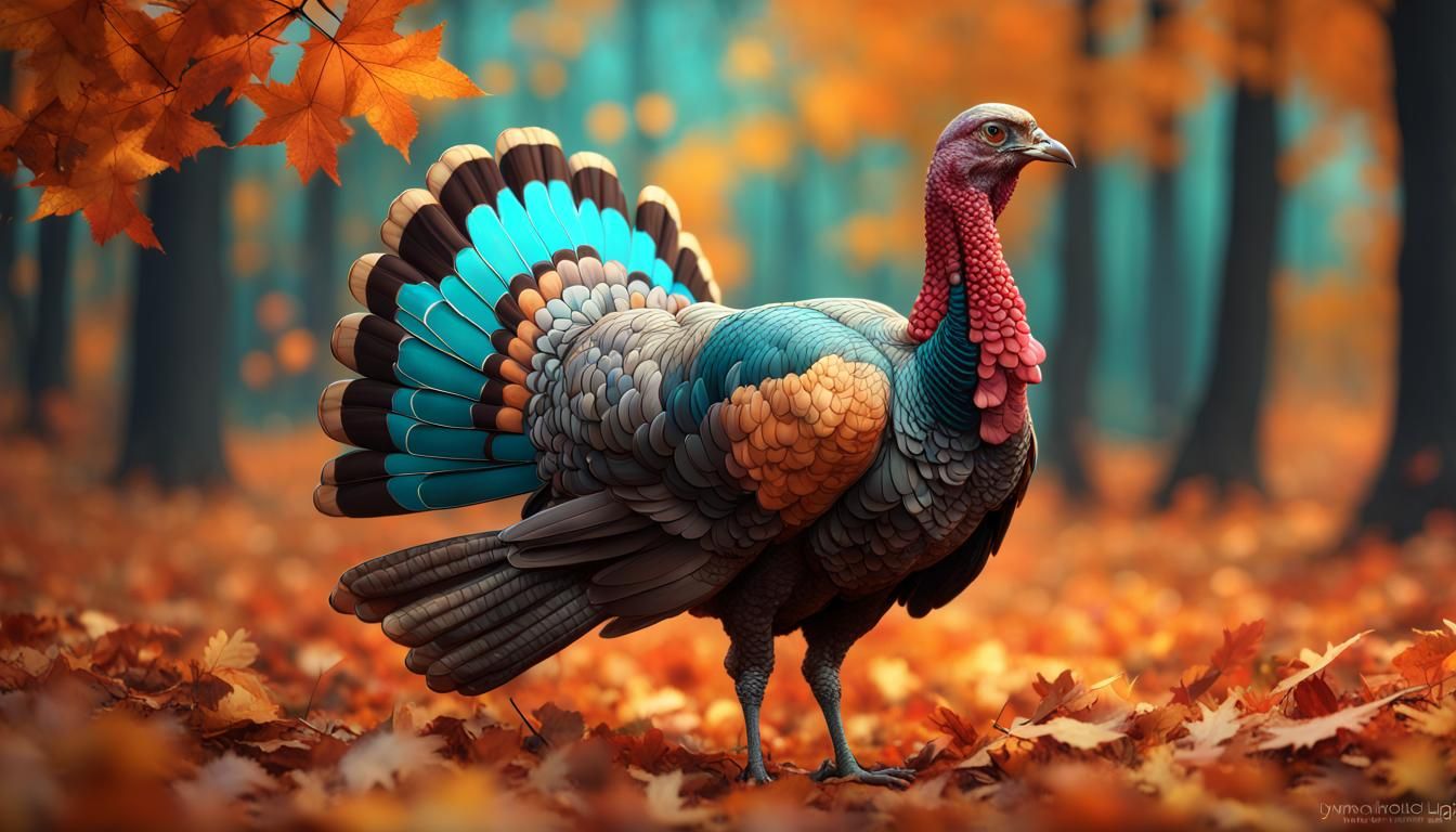 A beautiful turkey in the fall leaves. - AI Generated Artwork ...
