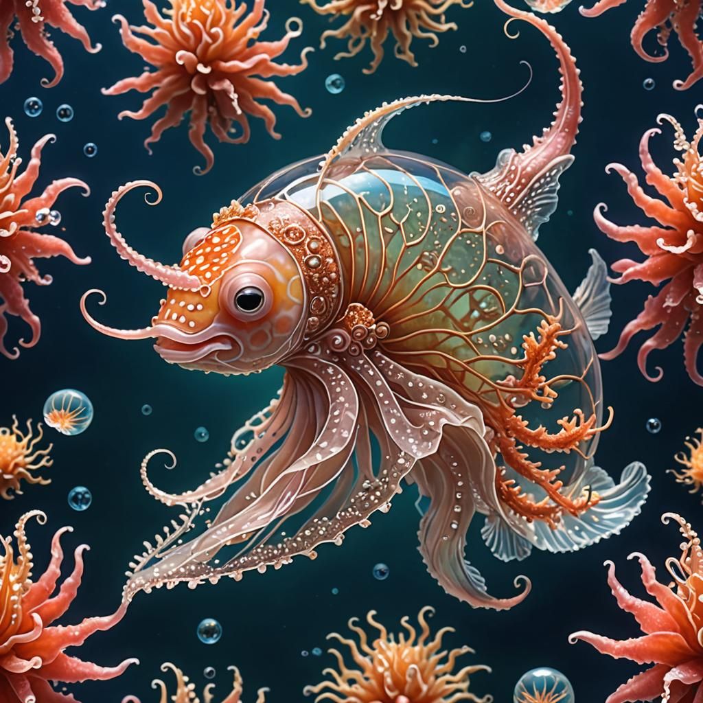 clear alien cuttlefish creature - AI Generated Artwork - NightCafe Creator