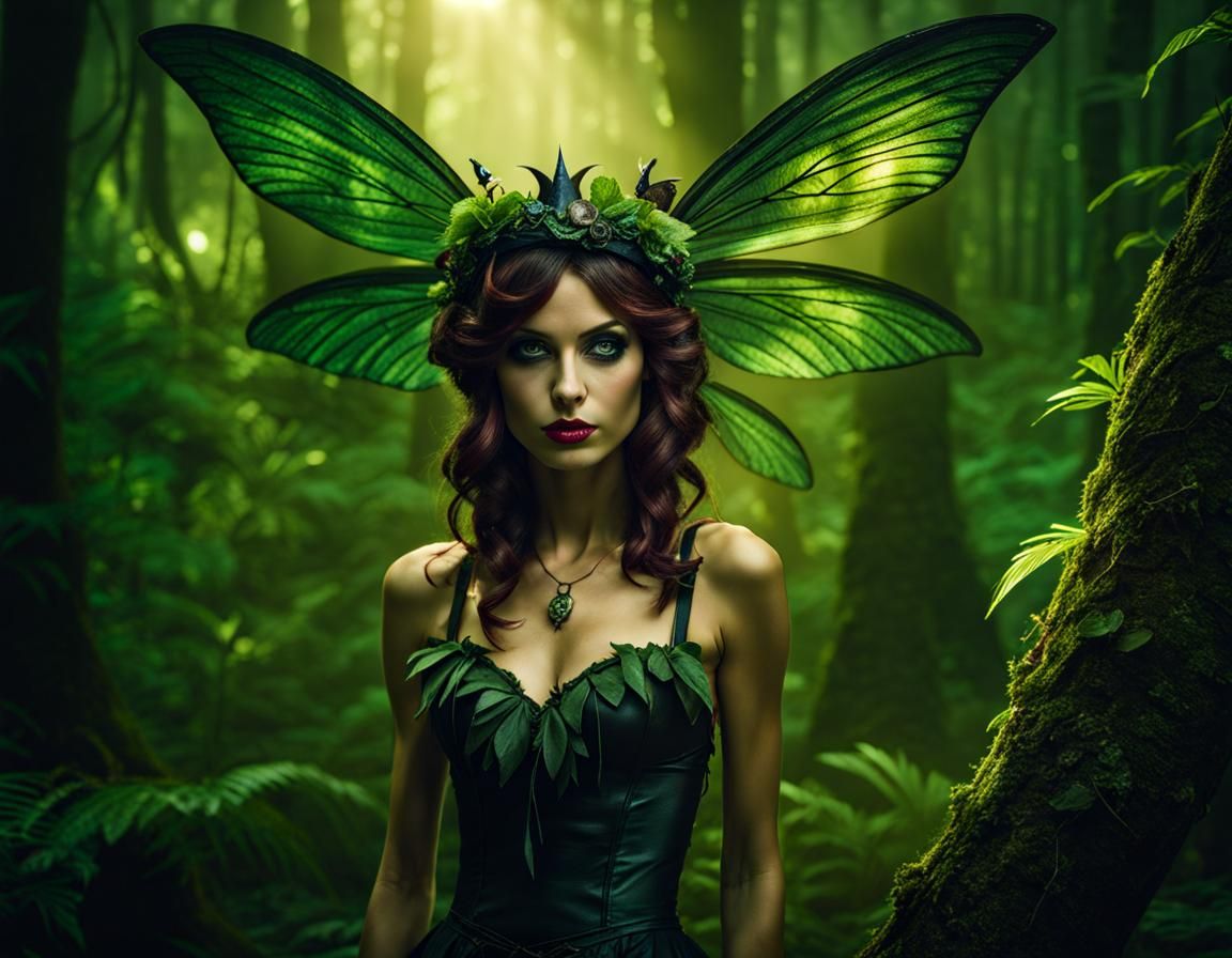 skinny horror fairy with peter pan, dark fantasy forest, fairytale ...