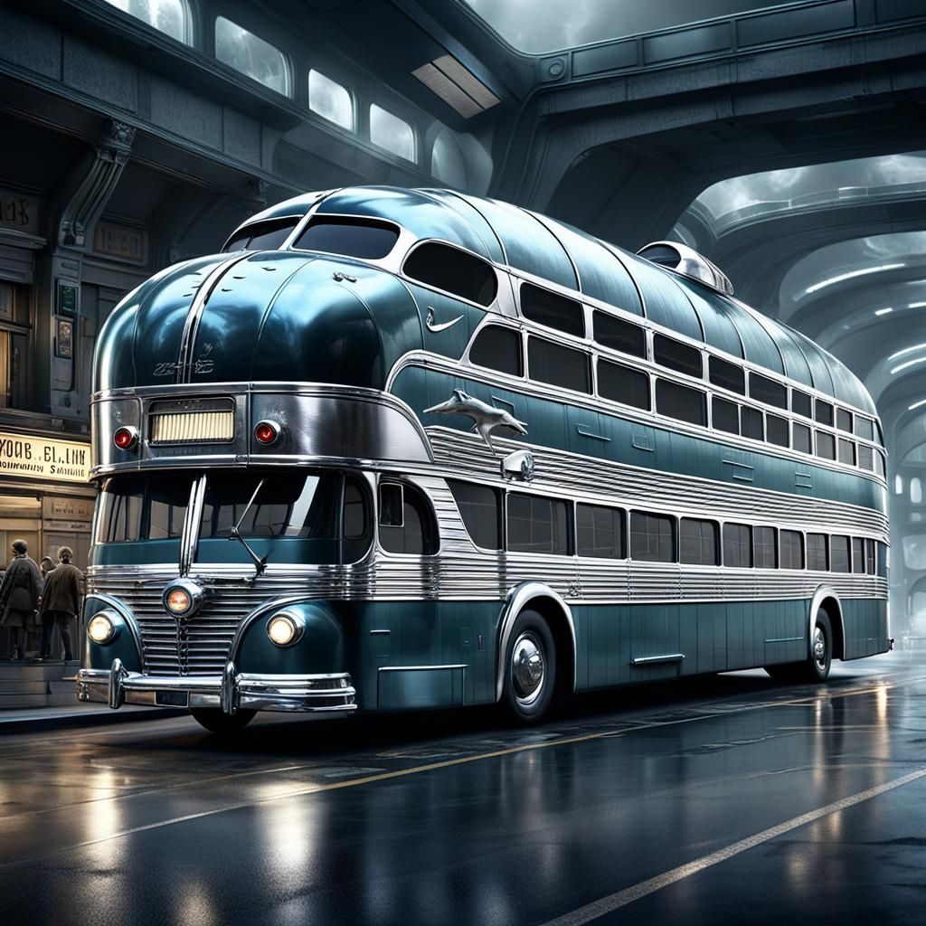 ""Futuristic Highly Customized 1950´s Greyhound Bus with Black and ...