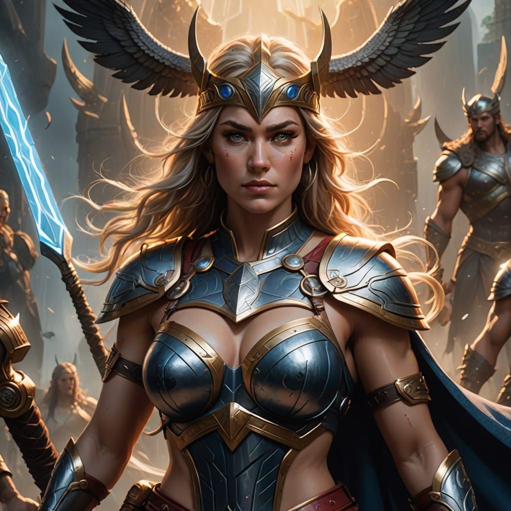 Unveiling the power of fantasy through a stunning portrait of topless Amazon Valkyrie Athena ...