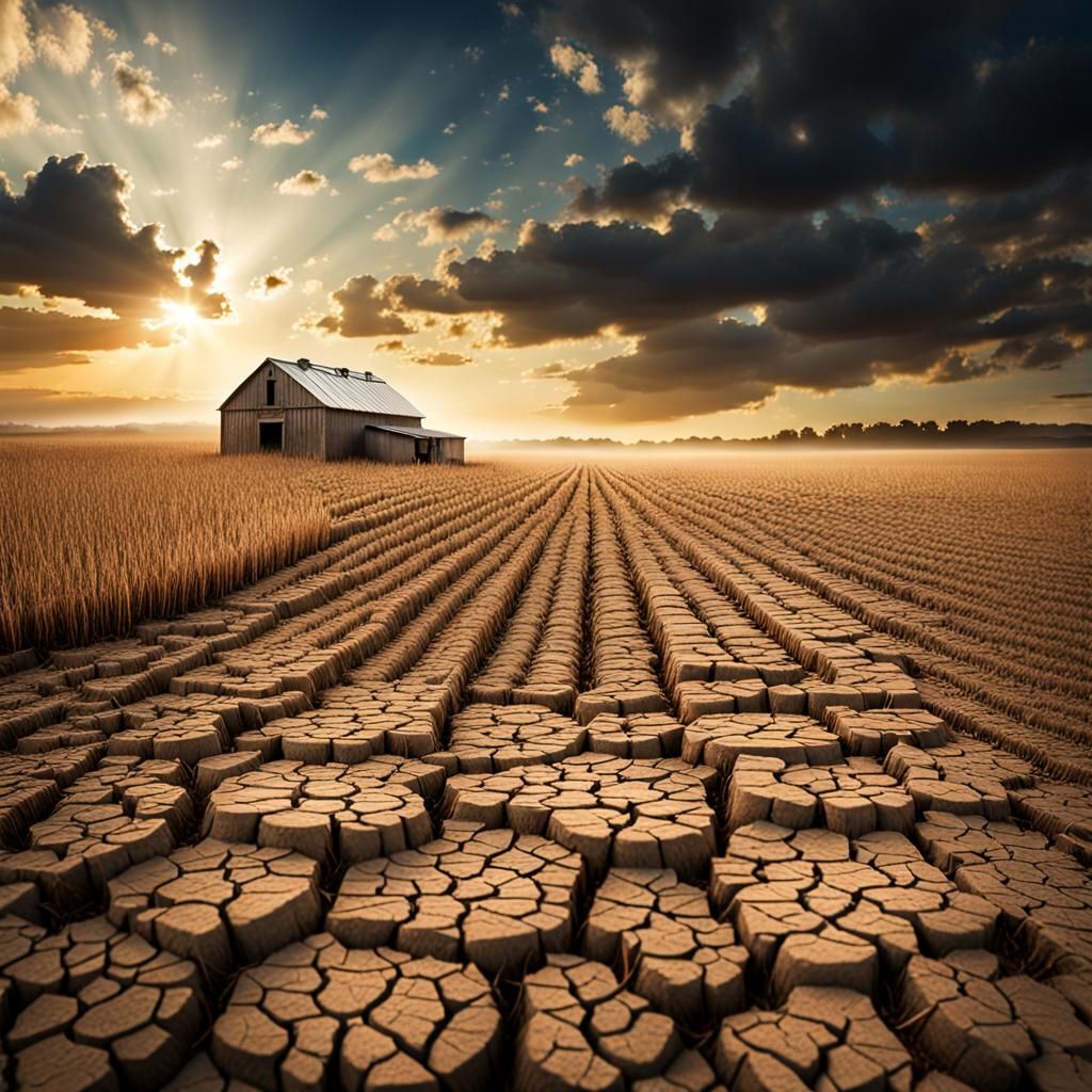 drought on a farm - AI Generated Artwork - NightCafe Creator