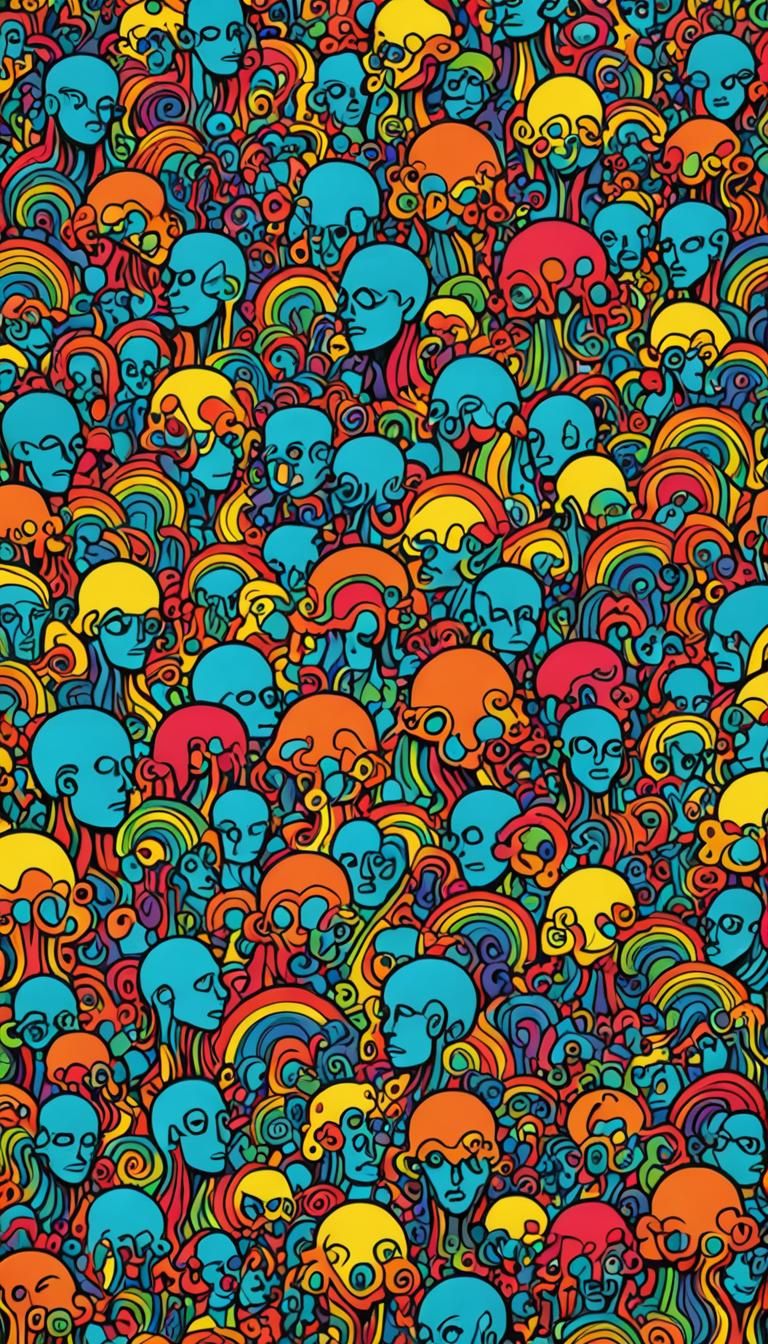 Crowded mind. Psychedelic rainbow colors - AI Generated Artwork ...
