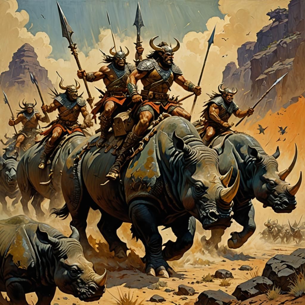 Rhino Riders - AI Generated Artwork - NightCafe Creator