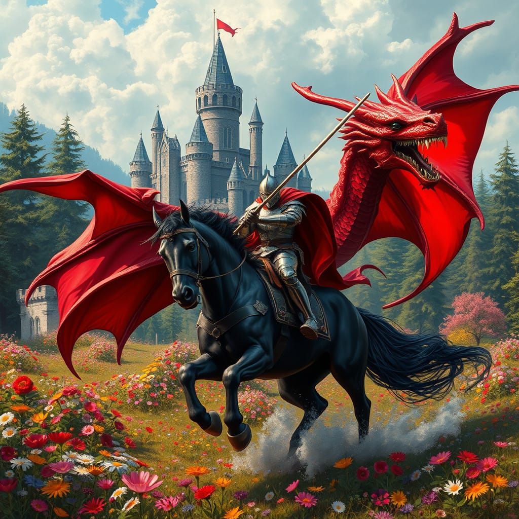 Knight vs Dragon - Regal Knight Battles Colossal Dragon in ...