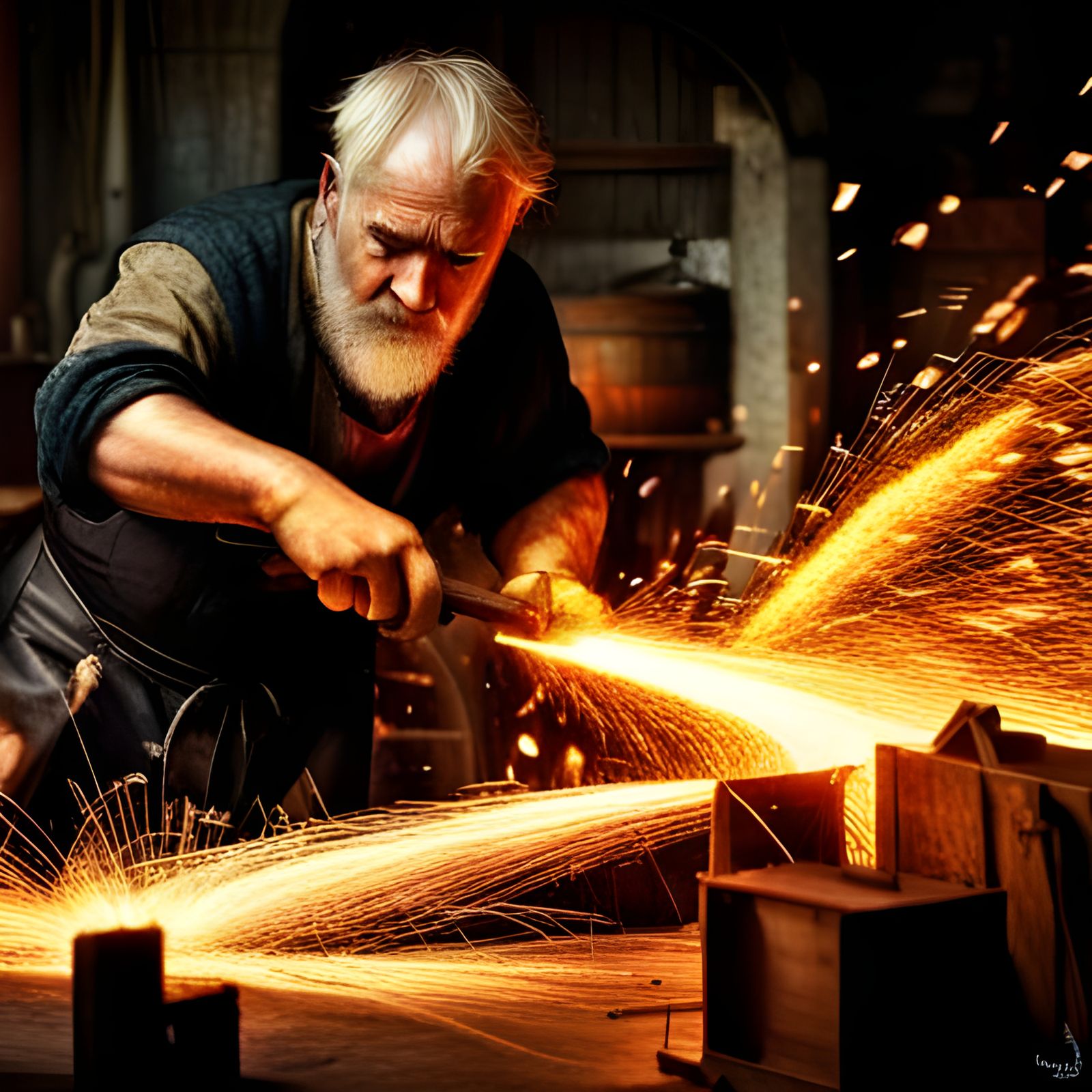 Village blacksmith strikes the iron - AI Generated Artwork - NightCafe ...