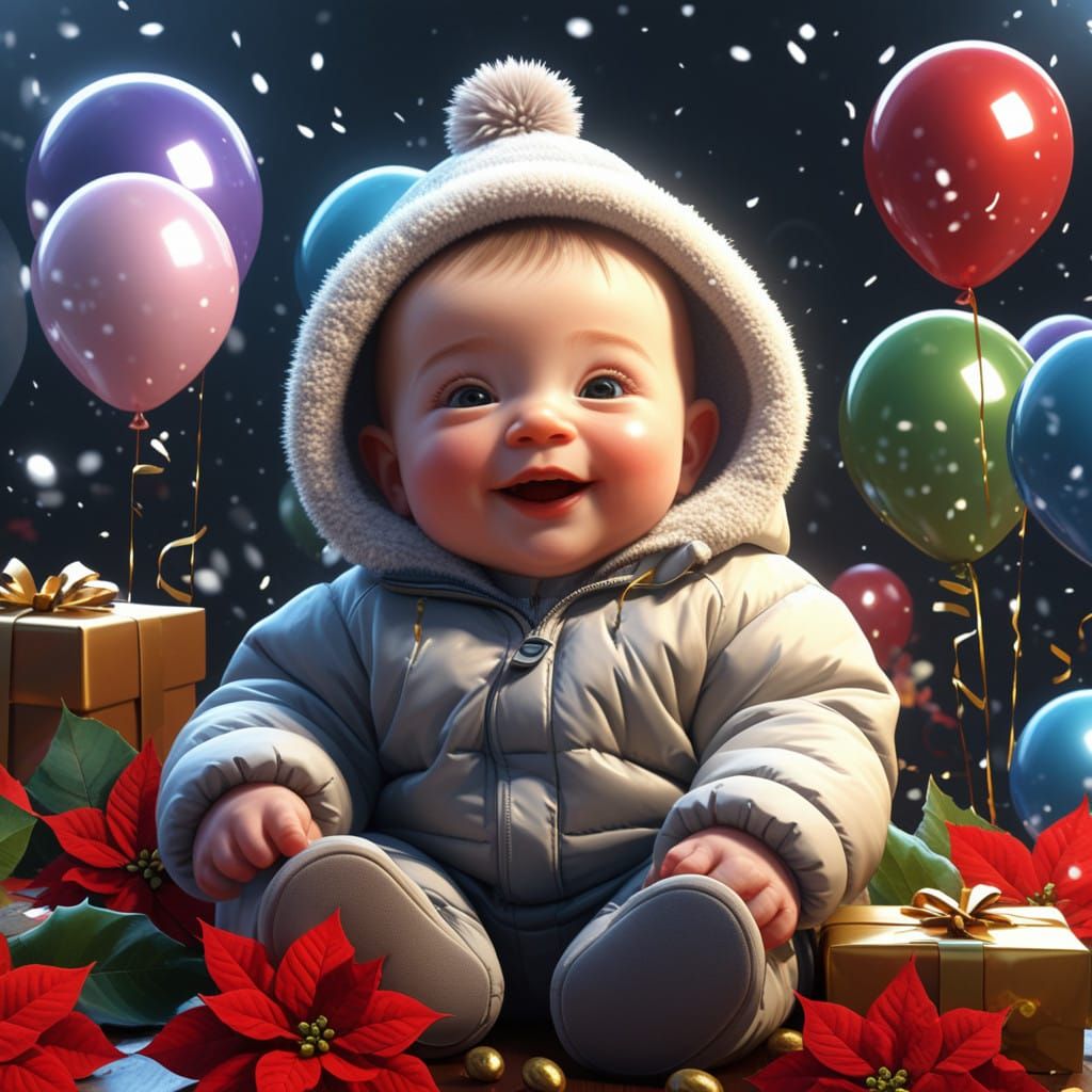 Baby Bundled up for New Year's Eve Fireworks