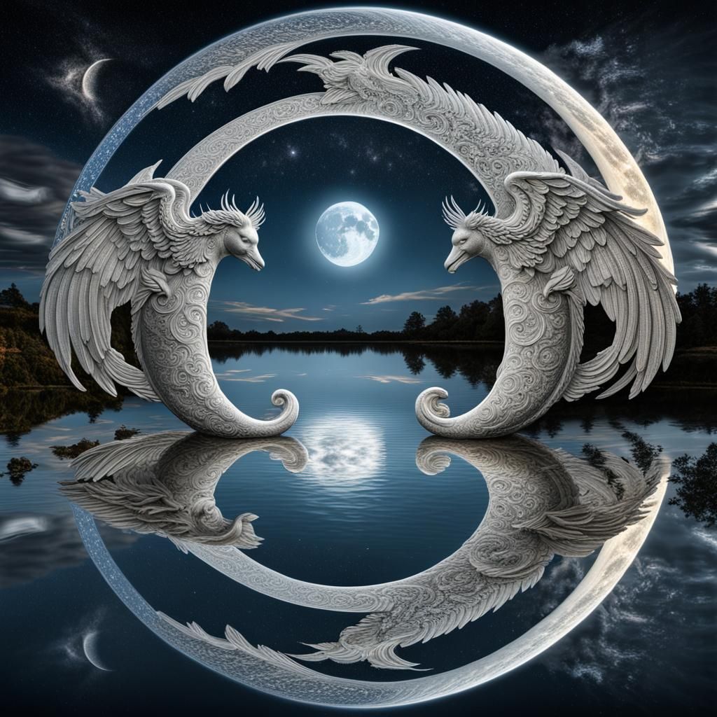 Winged Crescent Moon Hybrid Beings - AI Generated Artwork - NightCafe ...
