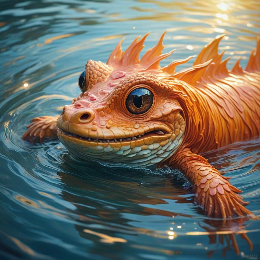 Majestic Aqua-Scaled Labyrinth Monster in Vibrant ... - AI Art