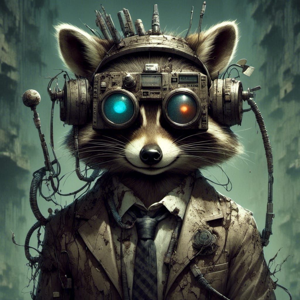 Mr. Cyborg Raccoon - AI Generated Artwork - NightCafe Creator