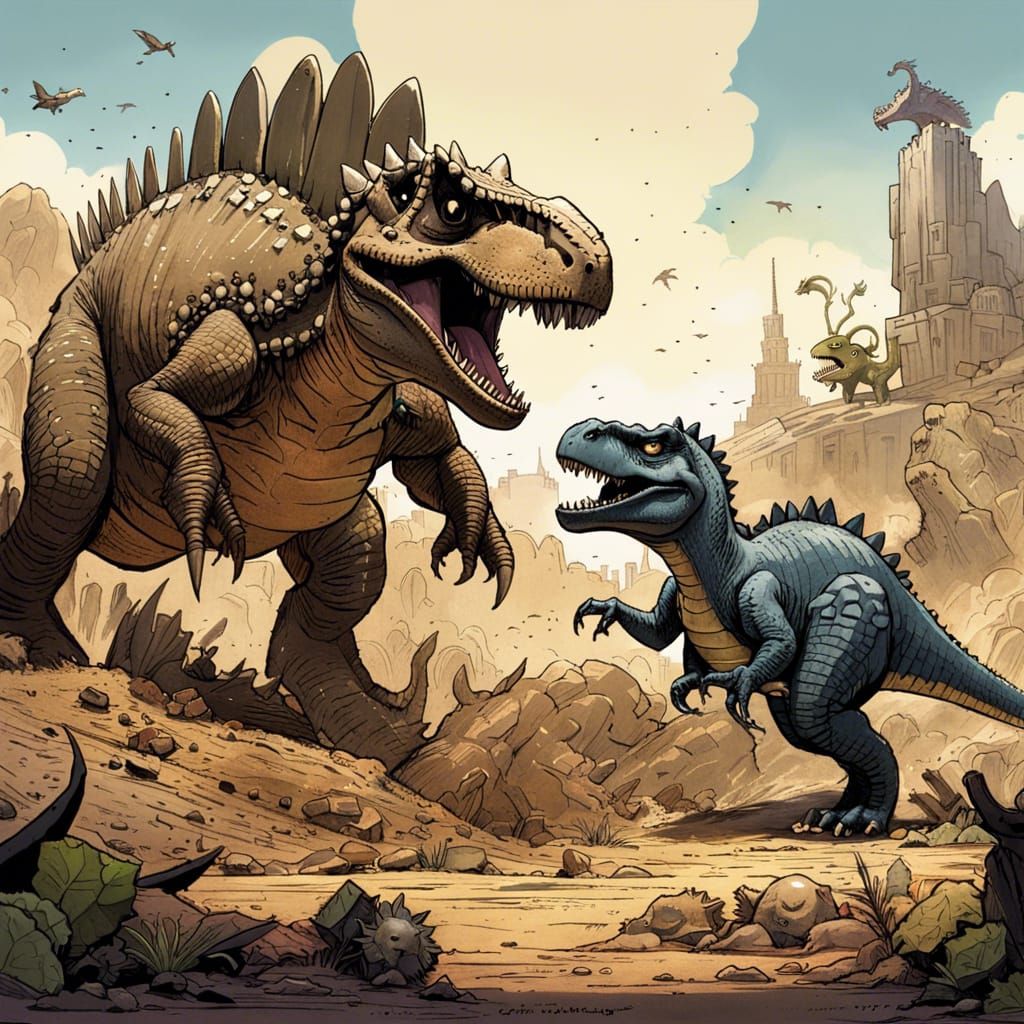 Dino fight - AI Generated Artwork - NightCafe Creator