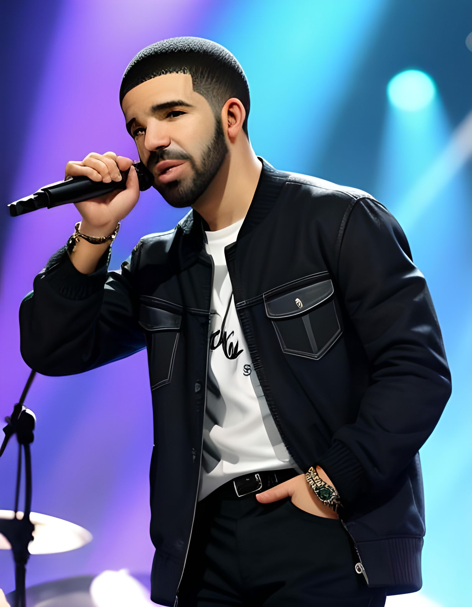 Drake holding a microphone - AI Generated Artwork - NightCafe Creator