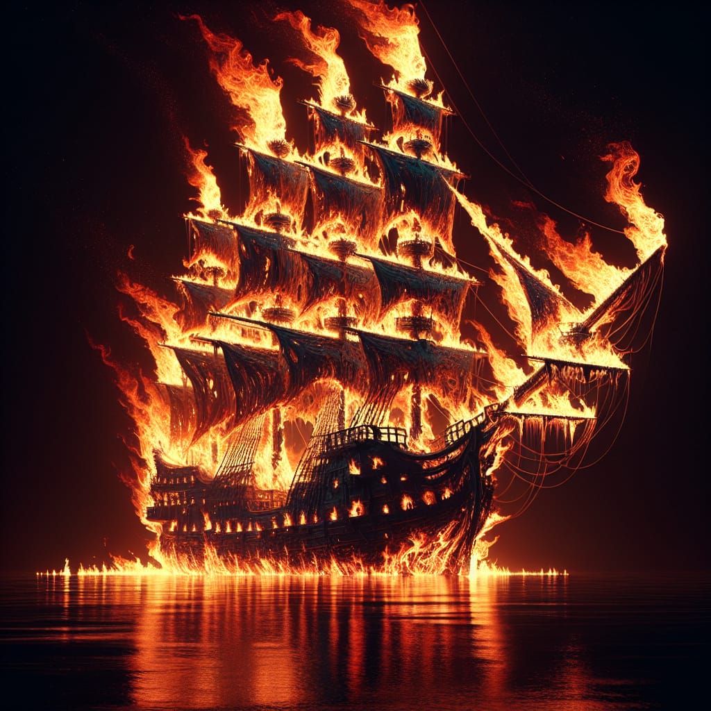 Demonic Pirates set free - Epic Flaming Pirate Ship Sets Sa...