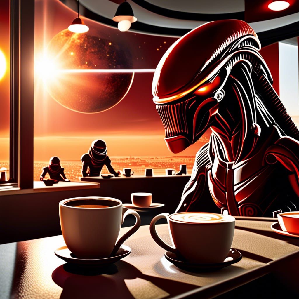 Otherworldly Encounter: Predator in a Martian Coffee Shop {EVOLVED ...