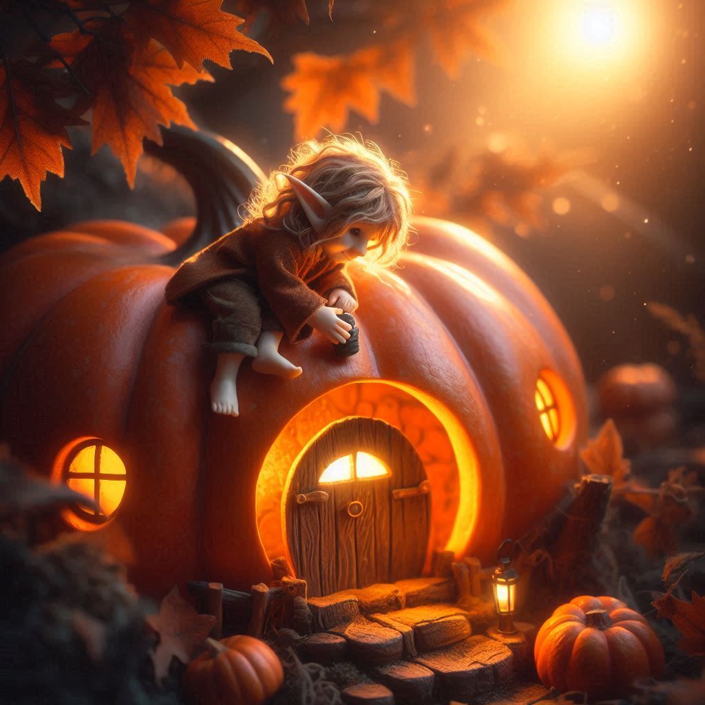 Little hobbit with his pumpkin house - AI Generated Artwork - NightCafe ...