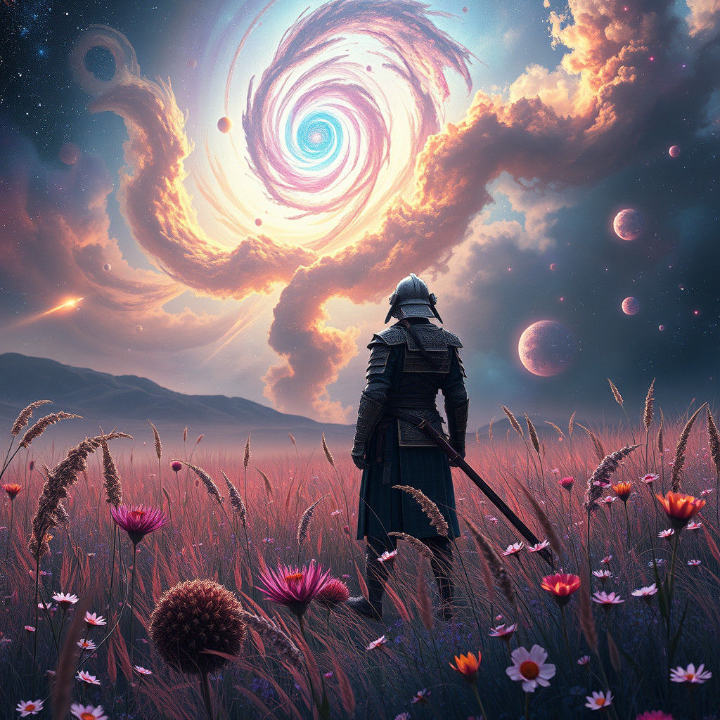 Samari in a galactic field - Galactic Samurai in Ethereal La...