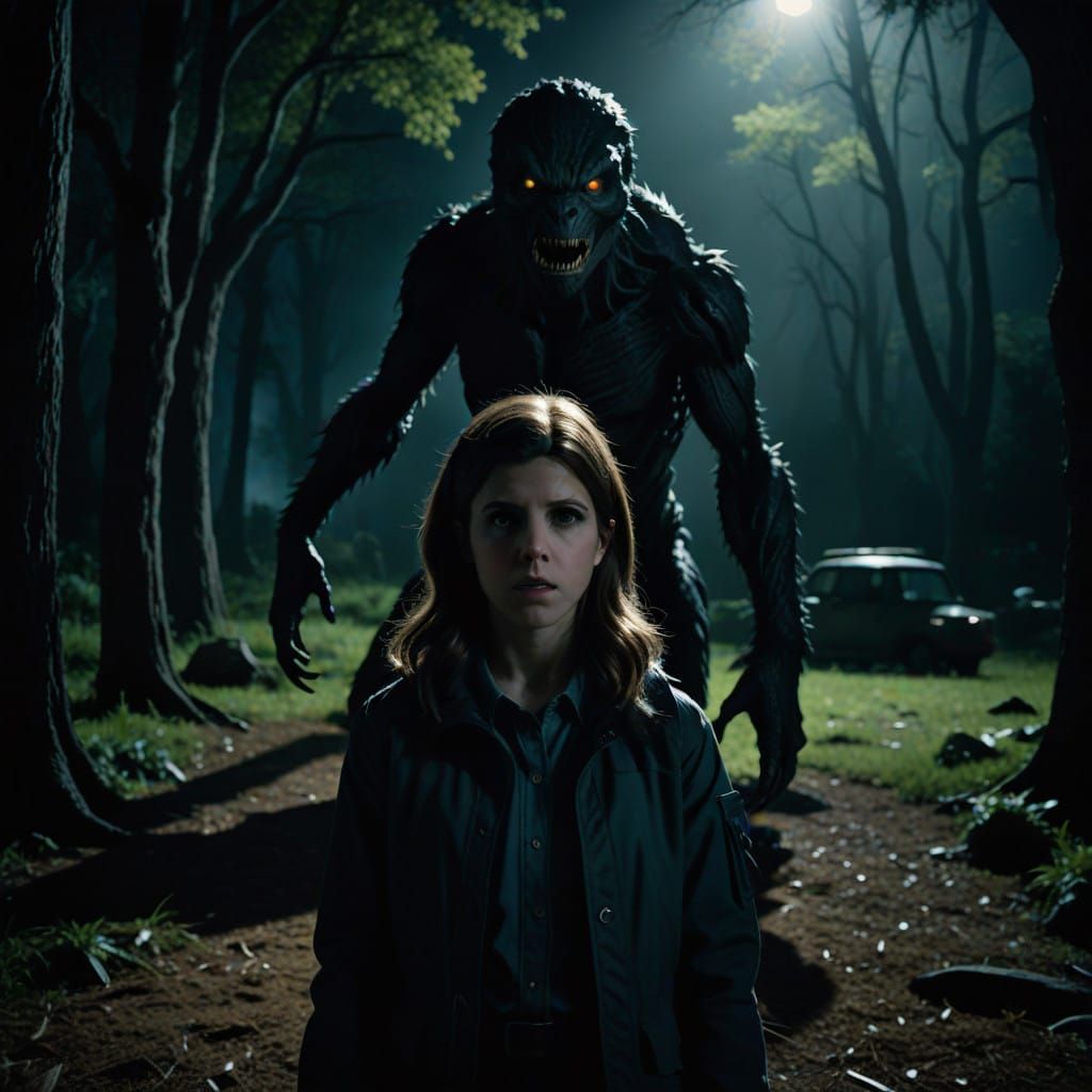 Anna Kendrick Surrounded by a Haunting Shadow Real... - AI Art