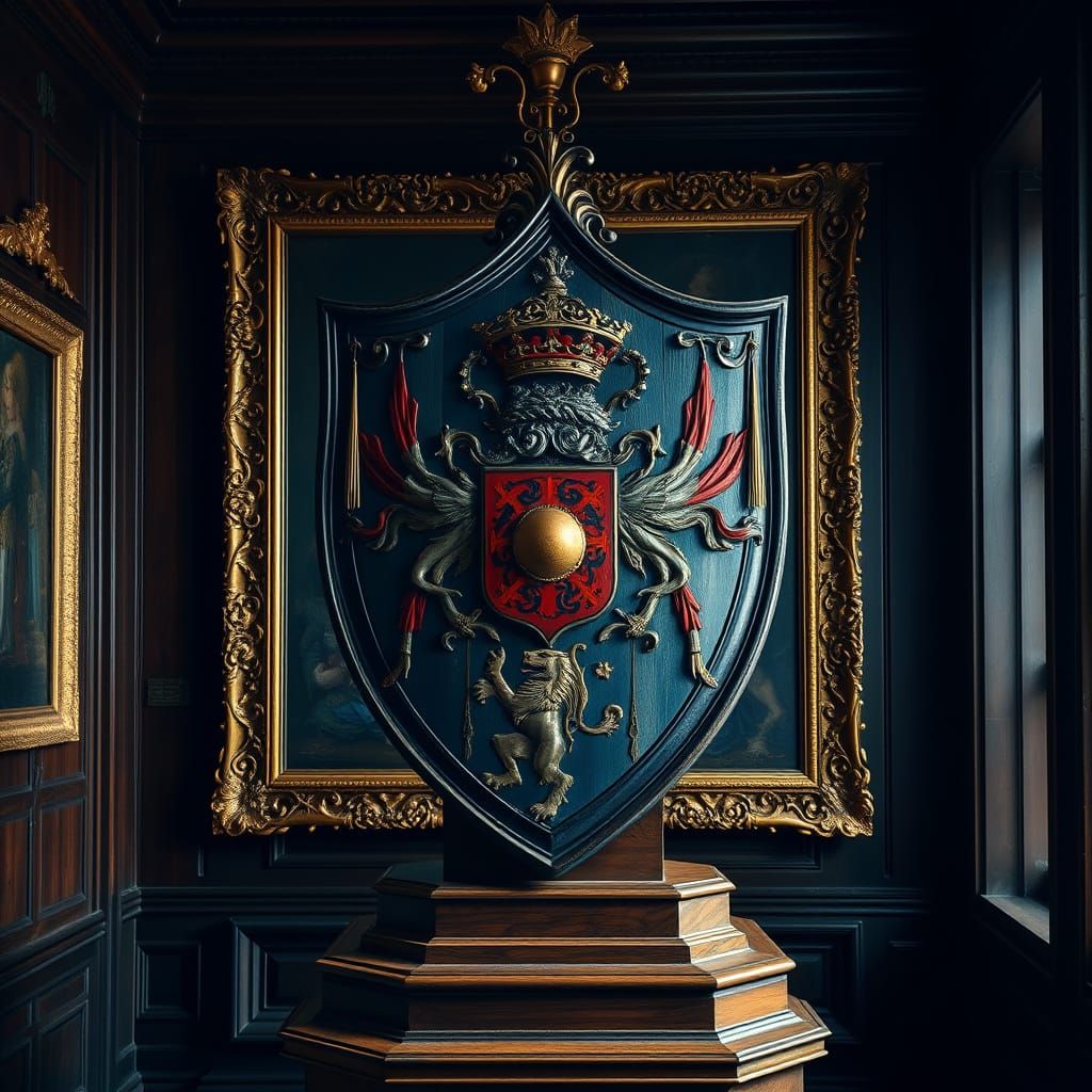 Robert the Bruce Royal shield on display at the Bruce Royal museum