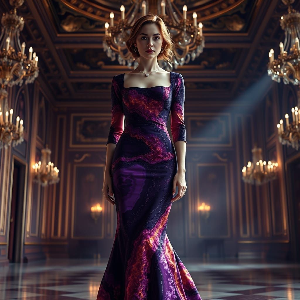 Ethereal Woman in Crystal Geode Mermaid Gown in a ... - AI Art