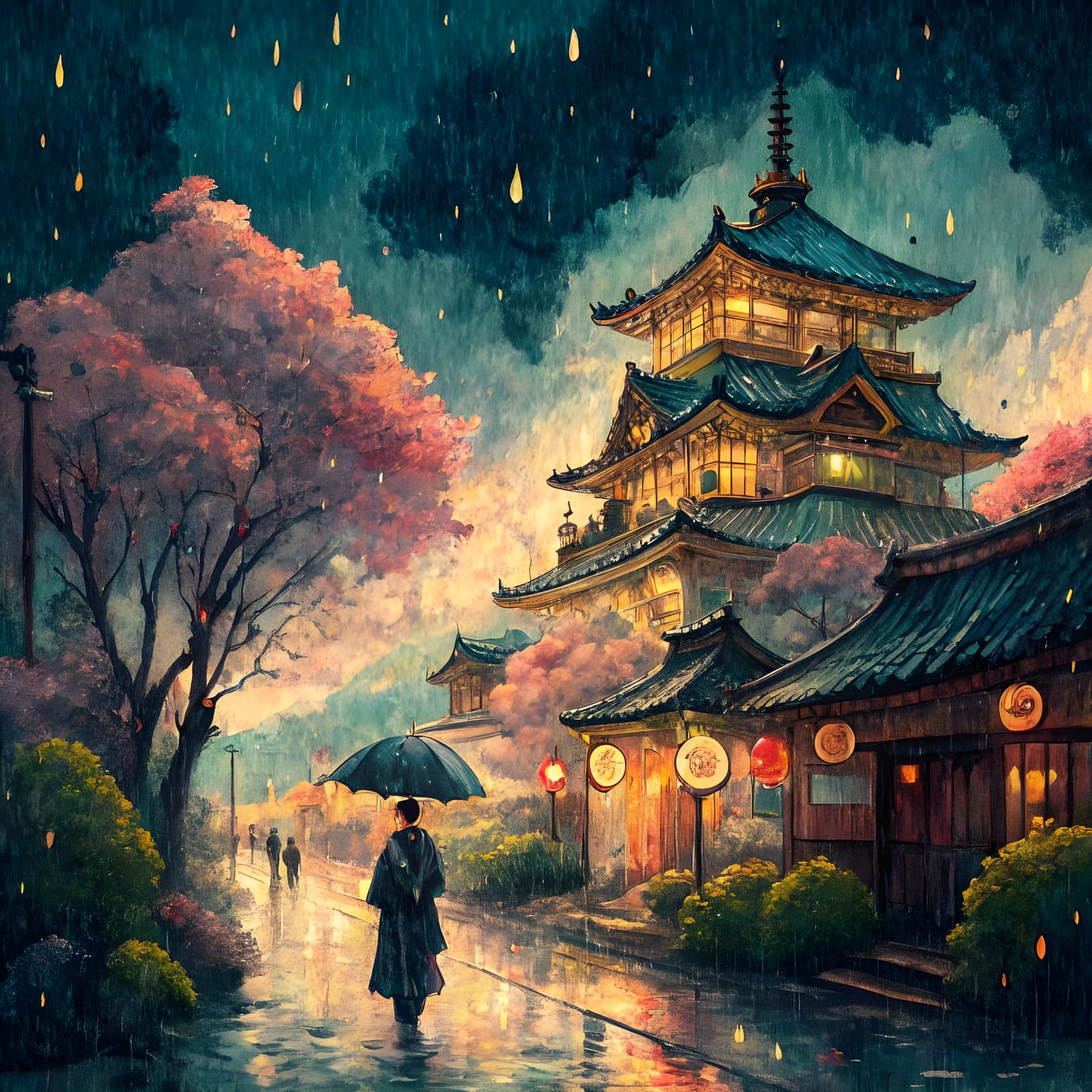 Impressive Japan - Vibrant Japanese Watercolor Masterpiece